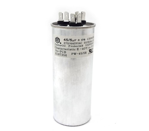 CBB65B 45+5 uf/MFD 370-440 VAC Volts Round Dual Run Capacitor 50/60 Hz ...