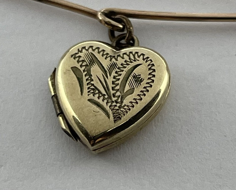 Vintage MCM Rolled Gold Wire Work Safety Pin w/ RG Dangling Heart ...