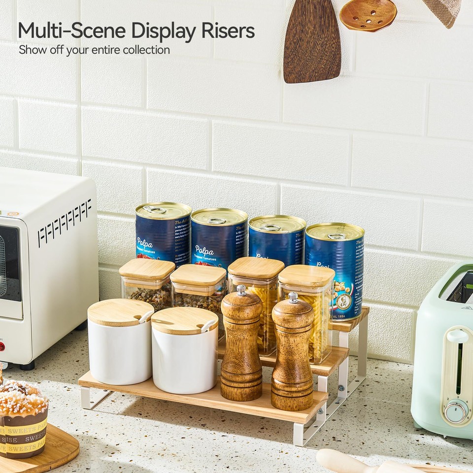 Spice Rack 3 Tier Wooden Spice Rack Organizer For Cabinet Kitchen Spice ...