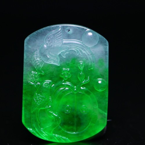 Perfect High Ice Chinese Jadeite Jade Precision Carving Birds Pendant ...