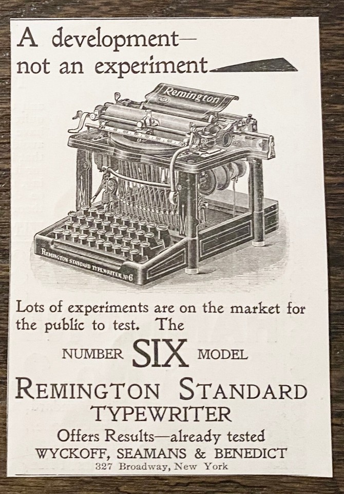1896 REMINGTON Standard Typewriter Number Six No.6 Model~Vtg Office Art ...