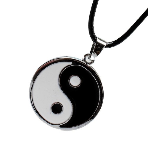 PU Leather Rope Chain Stainless Steel Yin Yang Tai Chi Pendant Necklace ...