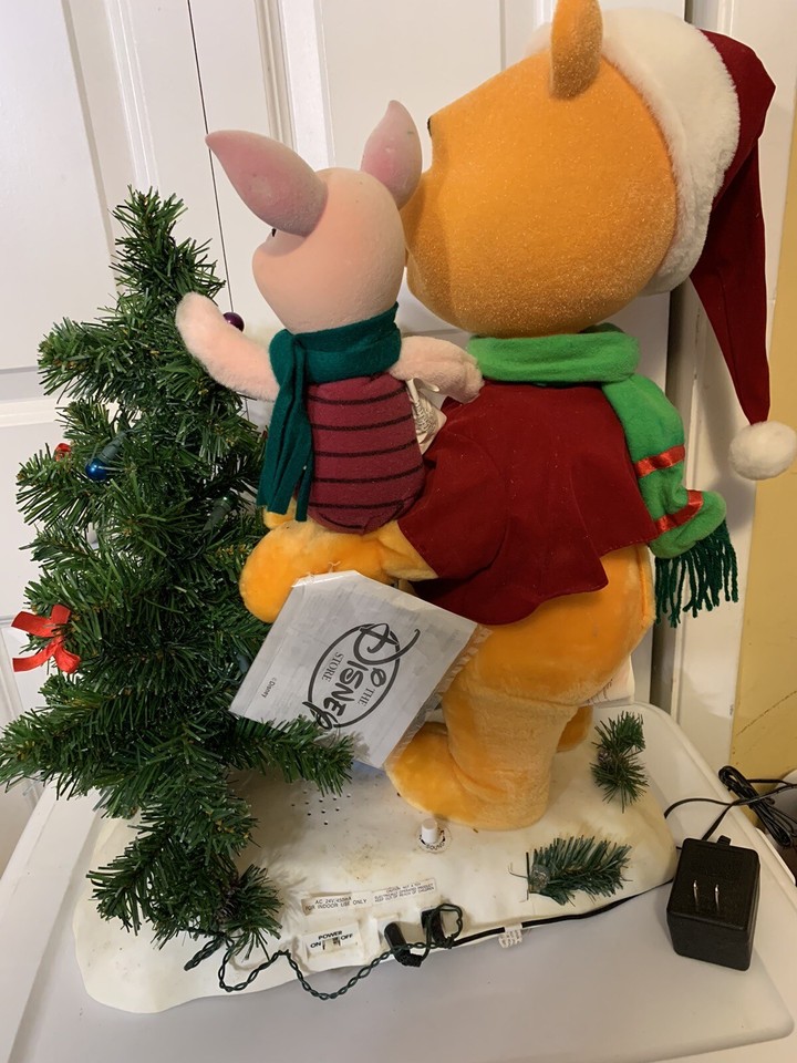 Vtg 1997 Telco WINNIE the POOH & PIGLET with CHRISTMAS TREE ANIMATED XL ...
