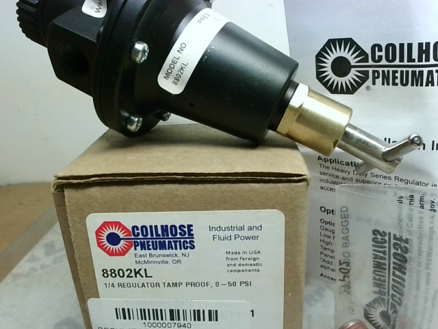 Coilhose Pneumatics 8802KL Heavy Duty Regulator 1/4" NPT 0-50PS - New ...