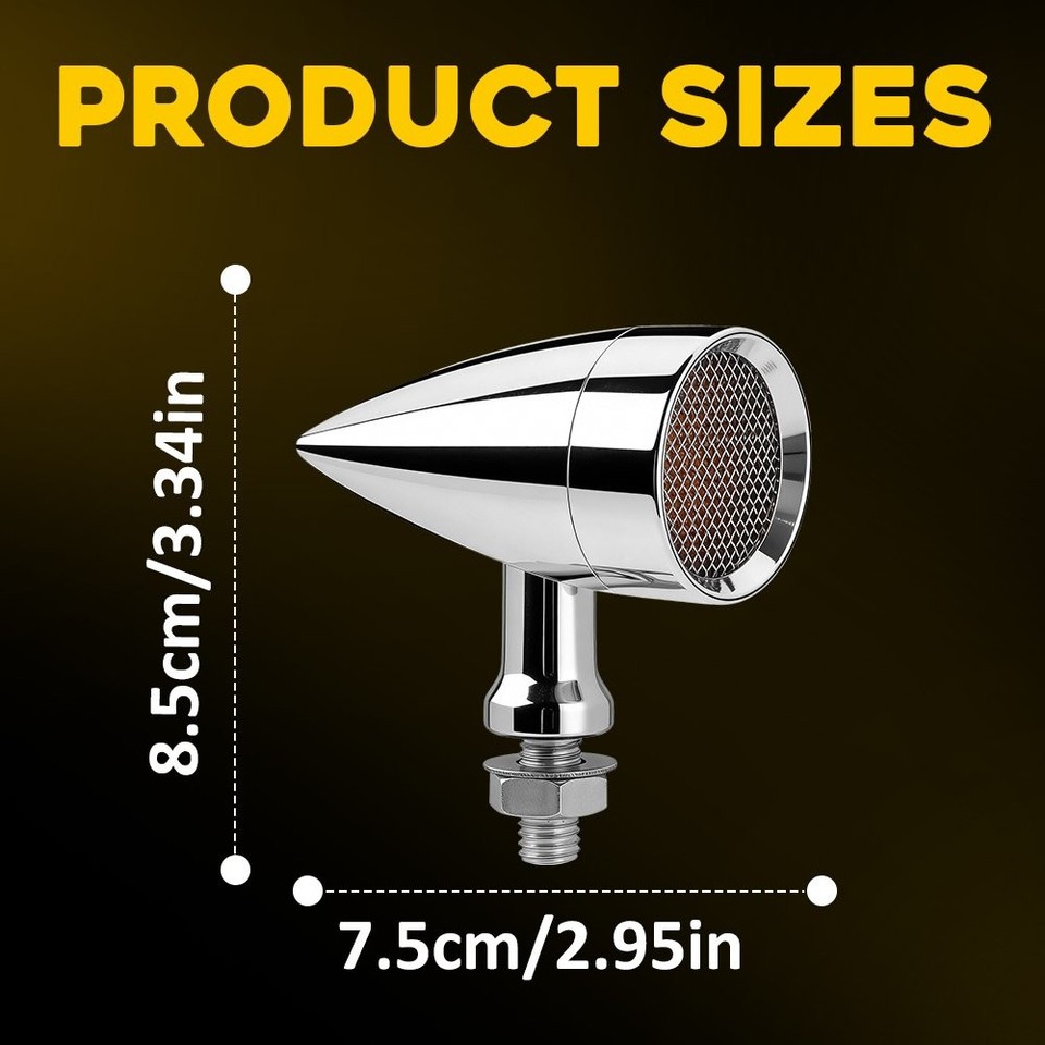 Chrome Motorcycle Turn Signal Bullet Blinker Amber Indicator Light ...