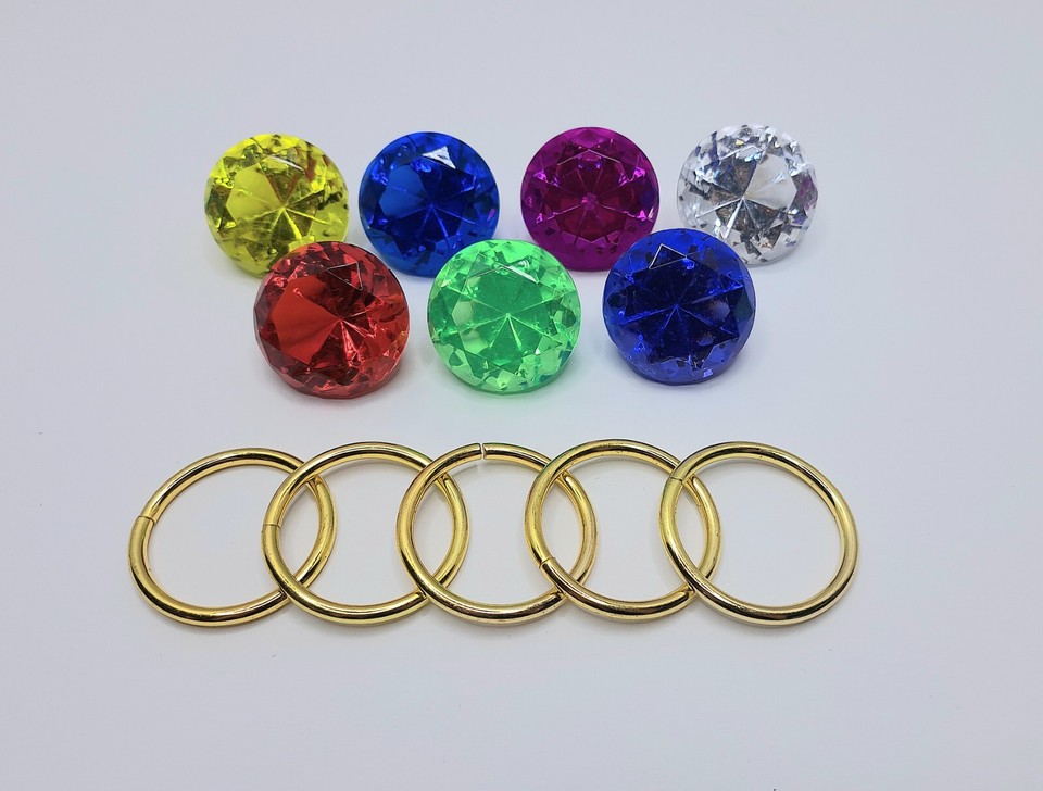 Sonic The Hedgehog 7 Large Chaos Emeralds And 5 Large Power Rings With ...