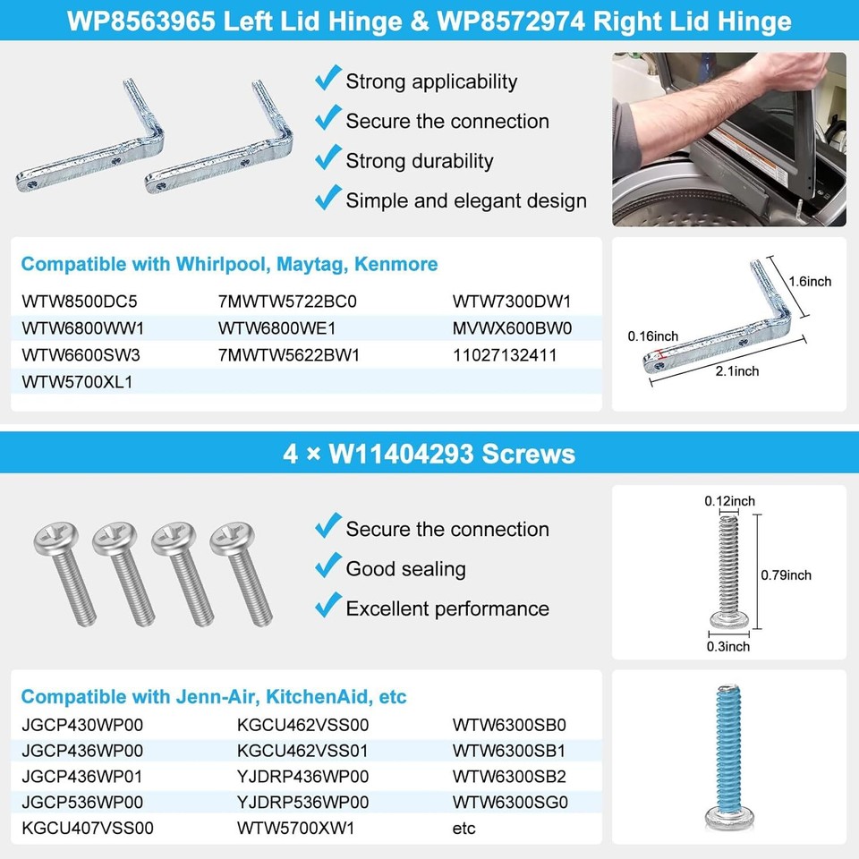 UPGRADED W11259006 Washer Lid Assembly Fit Whirlpool Maytag Washer | eBay