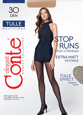 Conte Women's Tights Tulle 30 Den - Classic Matte Tulle Effect Sheer to ...