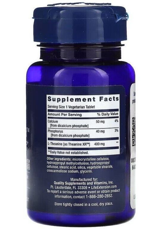 Theanine XR Stress Relief Life Extension L-Theanine 400mg/Phosphorus ...