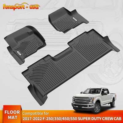 Floor Mats for 2017-2025 Ford F-250 / F-350 Super Duty Crew Cab TPE All ...