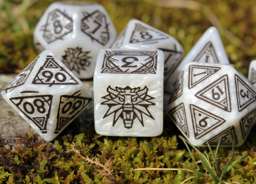 The White Wolf - 7 Piece Tabletop Polyhedral 5e Gaming DND RPG Witcher ...
