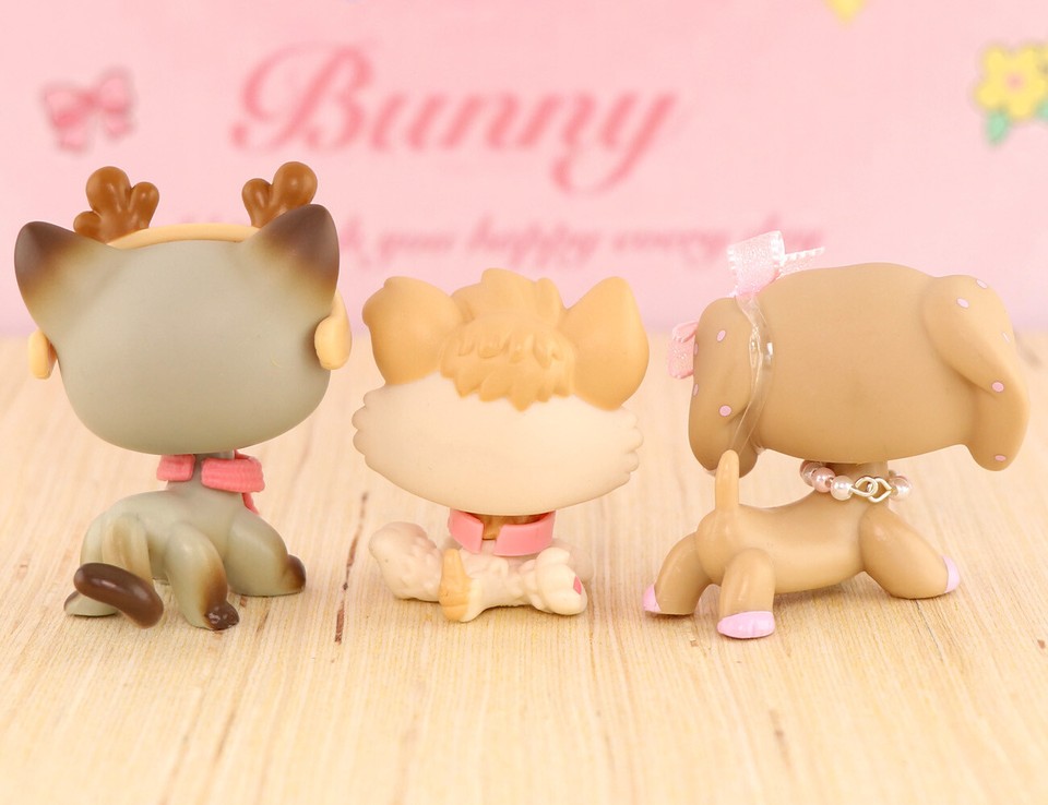 3x LPS Shorthair Cat 391 LPS Baby Husky 1013 LPS Dachshund 909 with ...