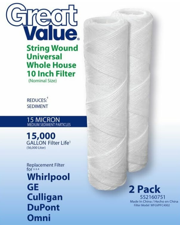 GV WHOLE HOUSE STRING FILTER UNIVERSAL 10" 2 PACK | eBay