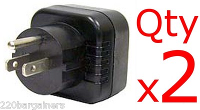 US Grounded Plug Adapter 2PK- Change Schuko European Plug into 3-Pin US ...