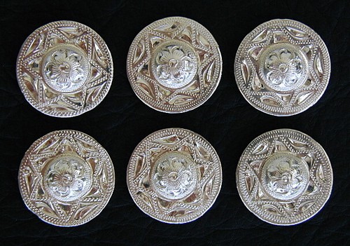 6 - 1" Silver Hand Engraved Western Conchos | eBay