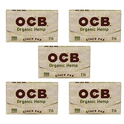 OCB Organic Hemp Rolling Paper 1 1/4 Stack Pak (300 Leaves Per Pack) 5 ...