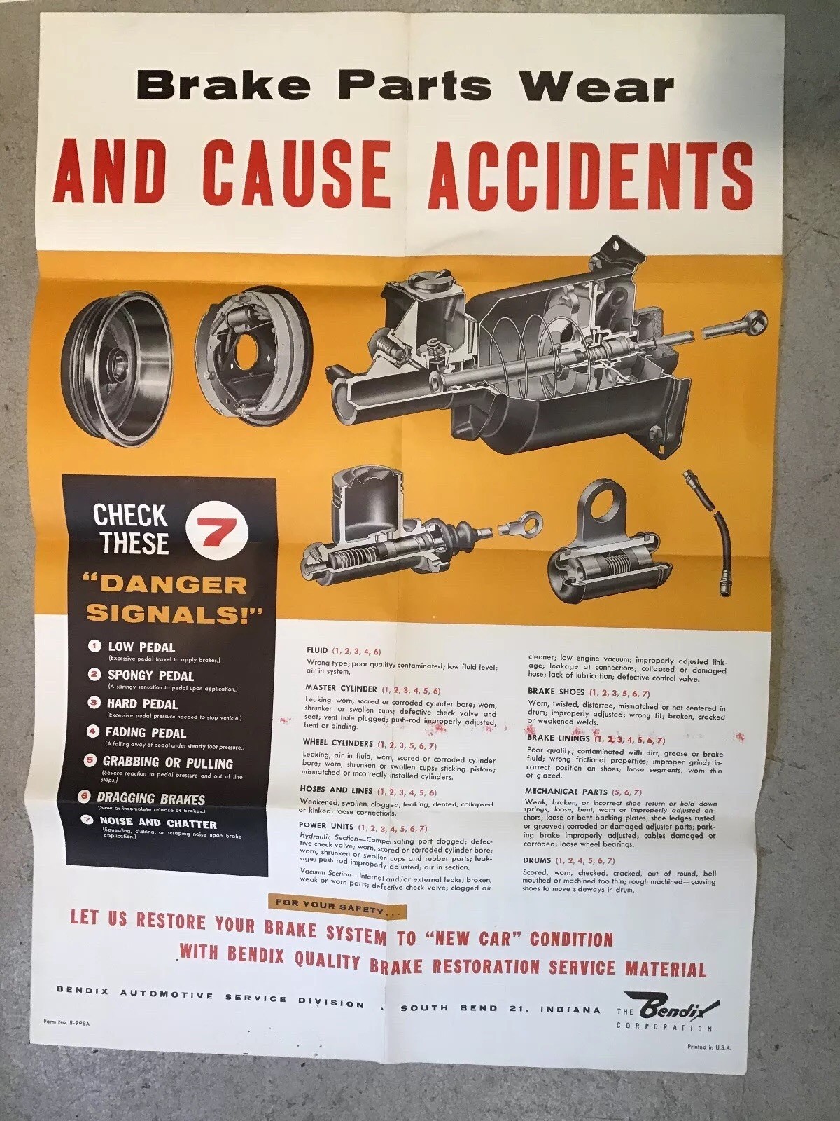 ADVERTISING BENDIX PRODUCTS Brake Restoration Car Auto Parts POSTER ...