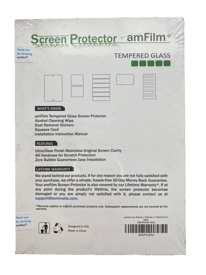 amFilm Screen Protector Tempered Glass for Apple iPad 9.7-inch ...