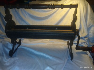 Vintage Cast Iron Firestarter Newspaper Roller Stand W/ Wood Handle | eBay