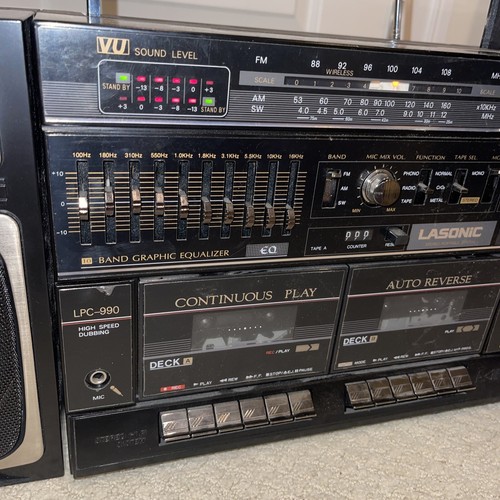 1980s LASONIC LPC-990 VINTAGE BOOMBOX HIGH FIDELITY DETACHABLE SPEAKERS ...