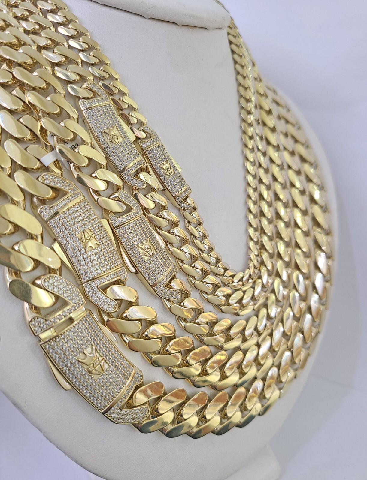 Real 10k Cuban Monaco Chain Necklace Gold Link Royal 7mm-15mm 20"-26 ...