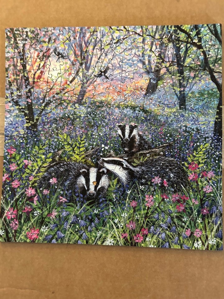 Wentworth 240 pc. Wood puzzle- Badgers in Bluebells complete | eBay
