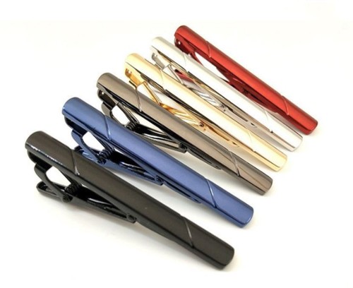 Mens Metal Silver Gold Tie Clip Holder Plain Clasp Skinny Tie Bars Pins ...