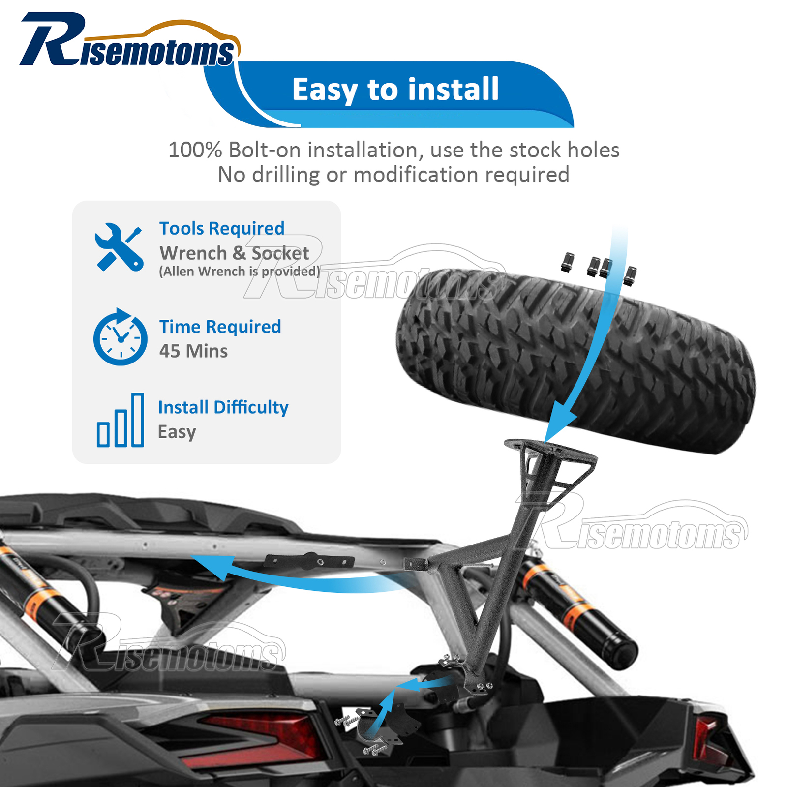 For Can Am Maverick X3 Max Turbo R UTV 2017-2024 Spare Tire Carrier ...