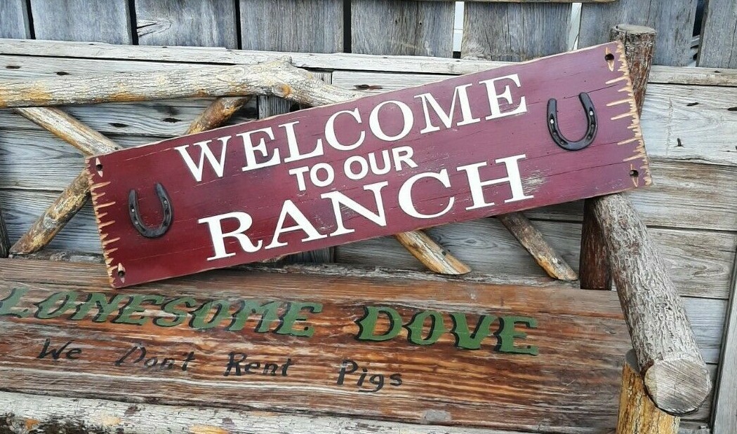 WELCOME to our RANCH Rustic Carved Wood Sign, Western décor, Bunk House ...