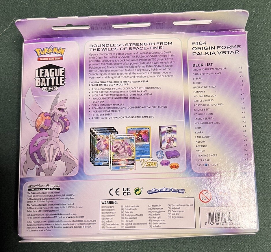 Pokémon TCG: Origin Forme Palkia VSTAR League Battle Deck Box (29085236 ...
