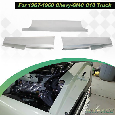3 Pieces Radiator Filler Panels Kit Smooth Steel for 1967-1968 Chevy ...