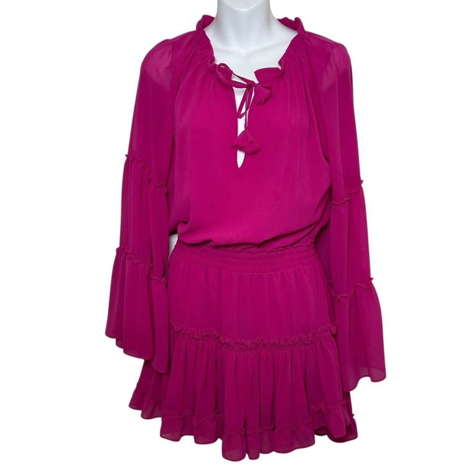 Misa Leeva mini dress pink size medium ruffle coquette Valentine’s ...