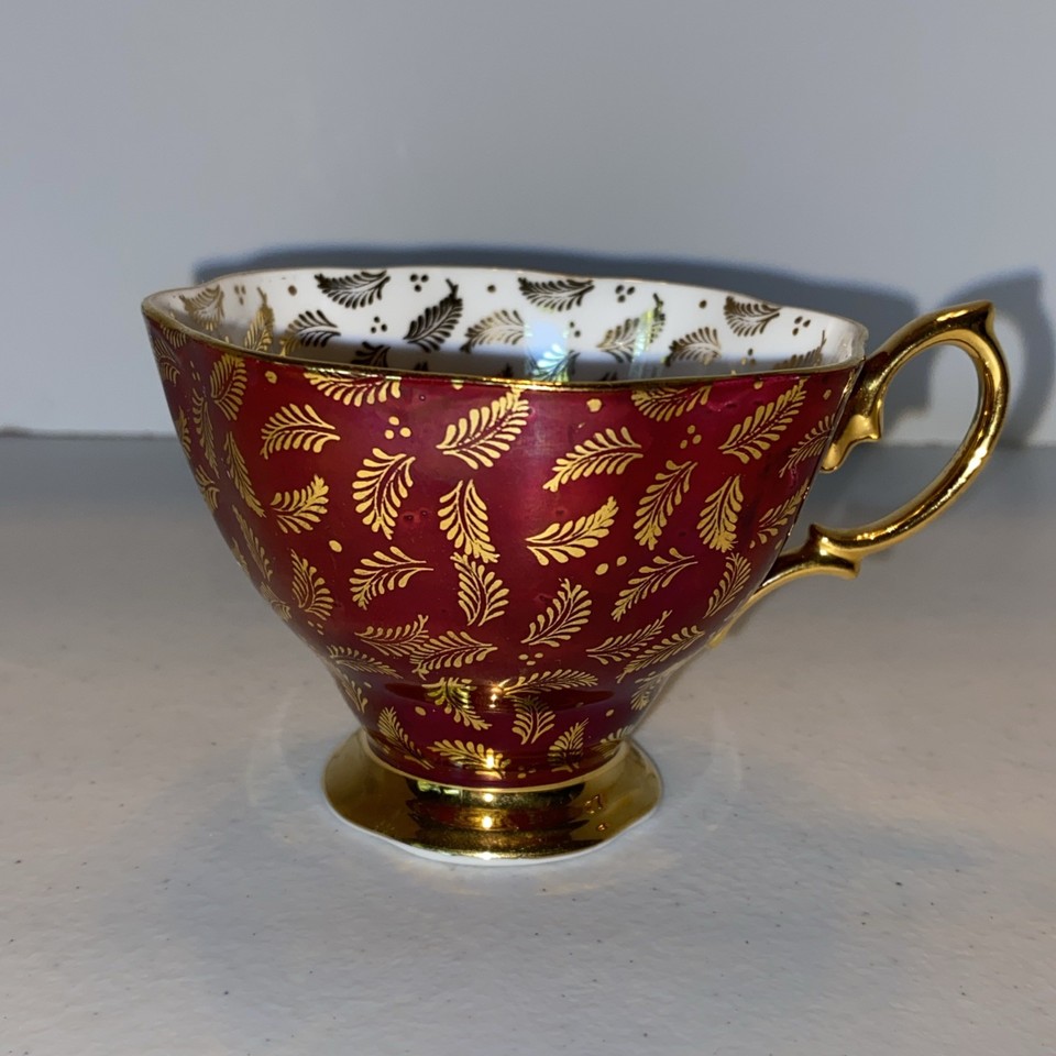 Royal Albert Burgundy Chintz Gold Feather Tea Cup | eBay