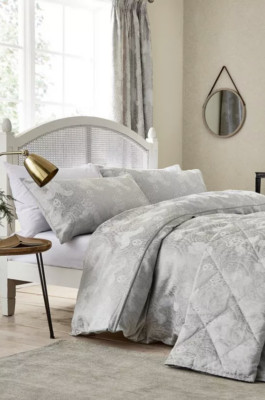 SANDERSON ASHBEE FLORAL BEDDING DUVET COVER PILLOWCASES SET - SILVER ...