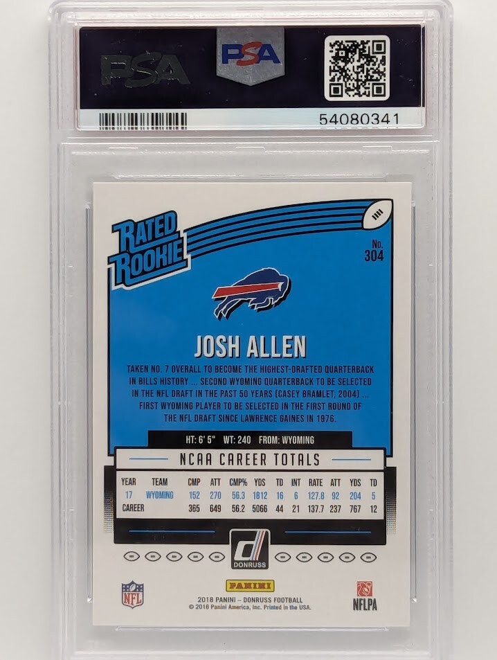 2018 Panini Donruss #304 Josh Allen Rookie Card PSA 10 GEM MINT | eBay