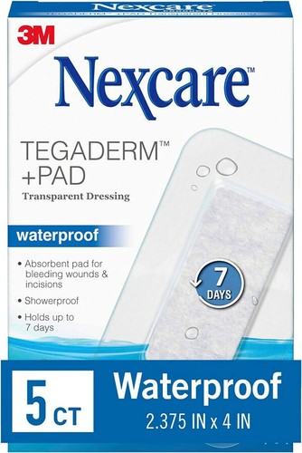 3M Nexcare Tegaderm + Pad Surgical Grade Transparent Dressing, 5 Count ...