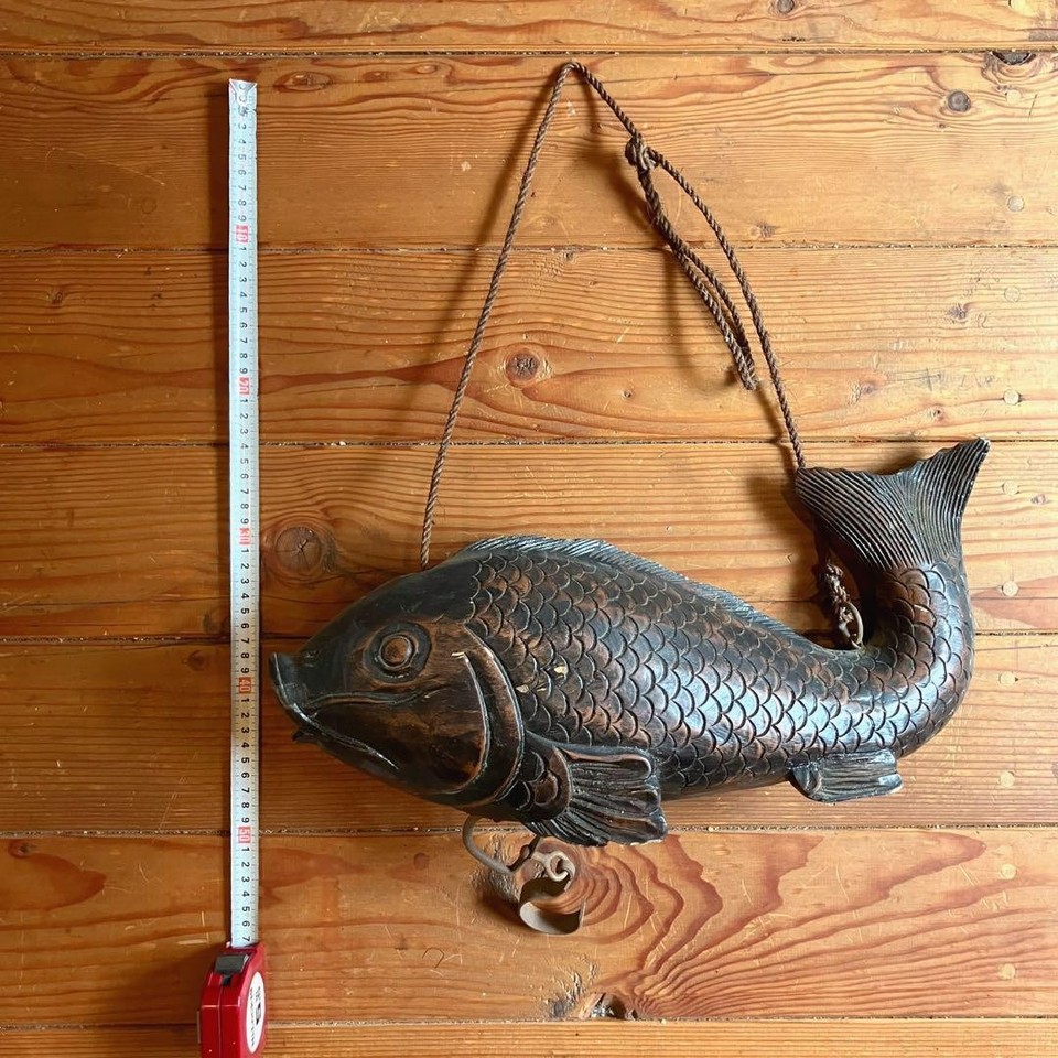 Vintage Japanese Wooden Carved Carp Fish Jizaikagi Koi Pot-Hook from ...