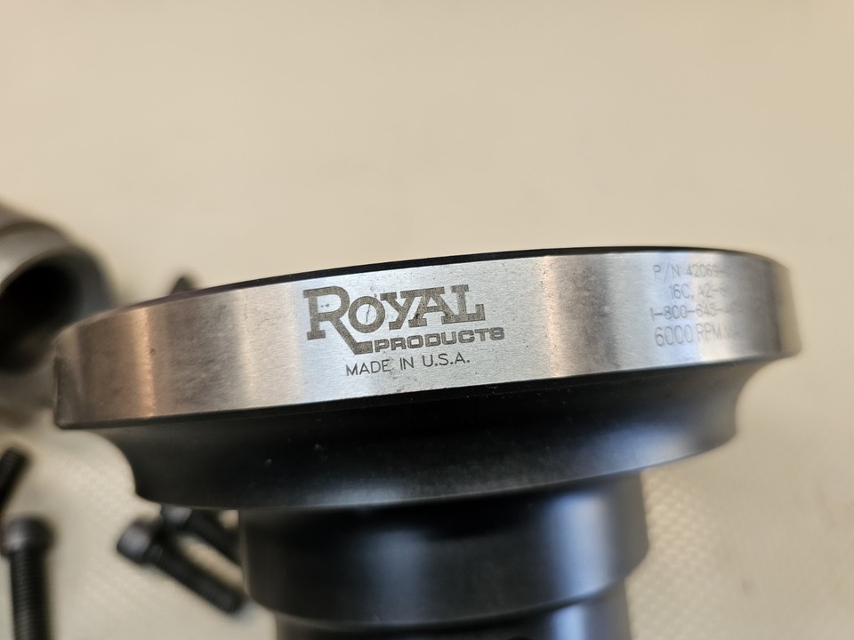 ROYAL 16C COLLET CHUCK A2-6 SPINDLE NOSE P/N 42069 J MAX RPM 6000 ...