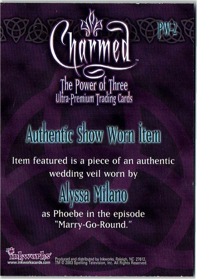 Charmed The Power of Three Inkworks 2003 Costume PW2 Alyssa Milano as ...