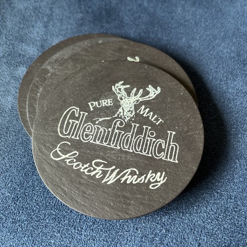 Set of 4 Glenfiddich Scotch Whiskey Natural Slate Coasters with Felt ...