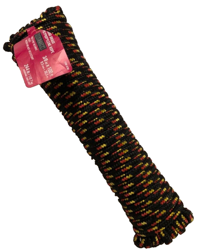 Everbilt Diamond Braid New Polypropylene Rope Black Red 3/8" x 100 ...