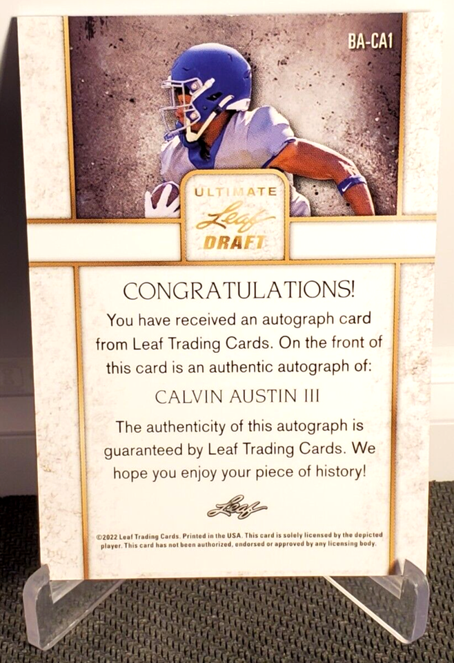 2022 Calvin Austin III Ultimate Leaf Draft Base Auto RC Gold Spectrum ...