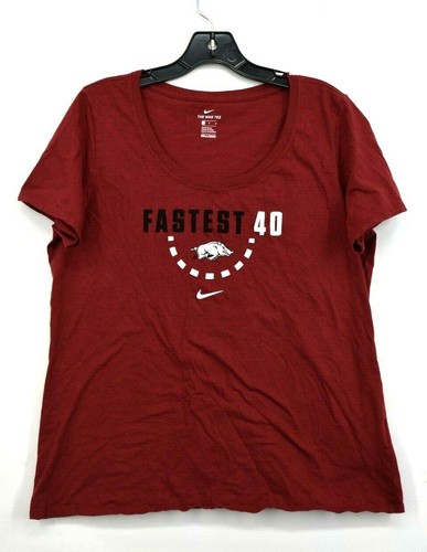 The Nike Tee Womens Red Arkansas Razorbacks Scoop Neck Fastest 40 T ...