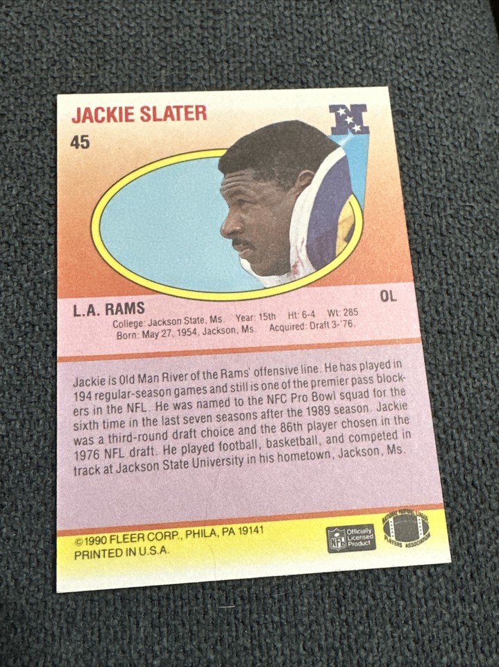 Jackie Slater #45 Fleer 1990 Football Card (Los Angeles Rams) VG | eBay