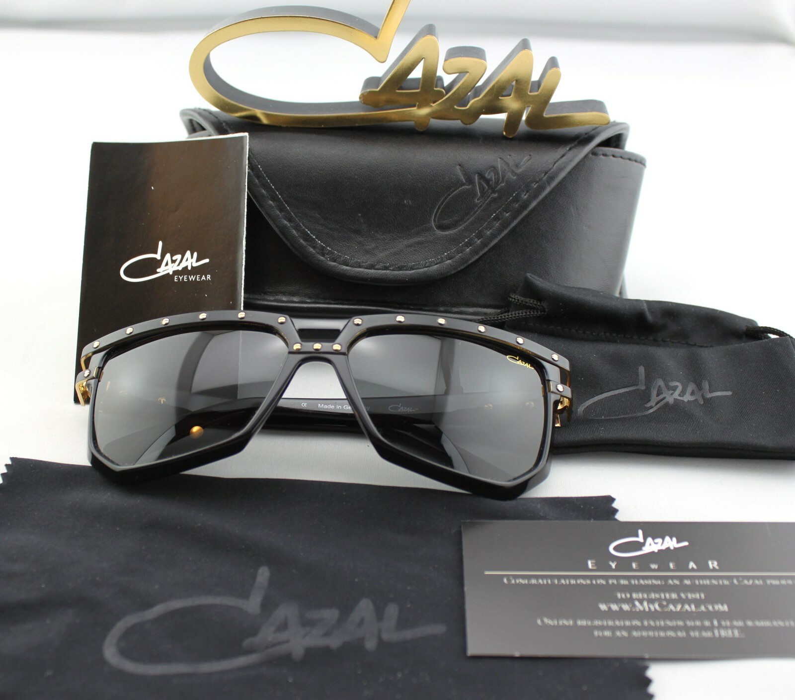 Original CAZAL MOD 8028 Col 001 Black Plastic Frame Gray Solid Tint ...
