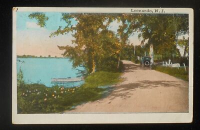 1923 Antique Car on the Road Old Boat Leonardo NJ Monmouth Co Postcard ...