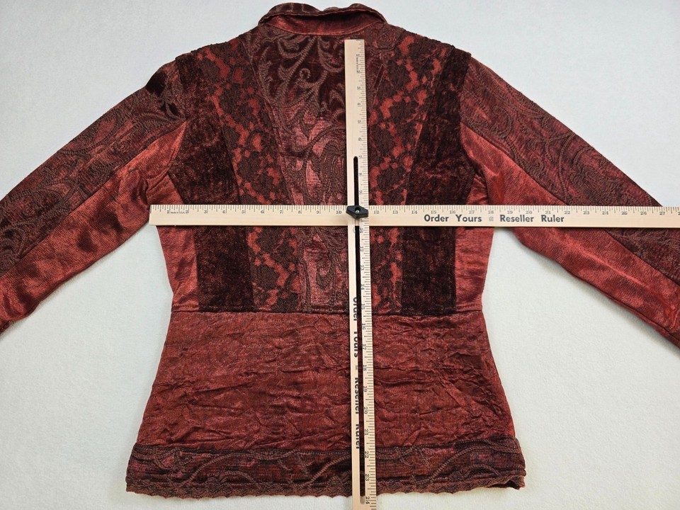 Vintage Urban Tribe S Rust Red Velvet Blazer Jacket Tapestry Floral ...