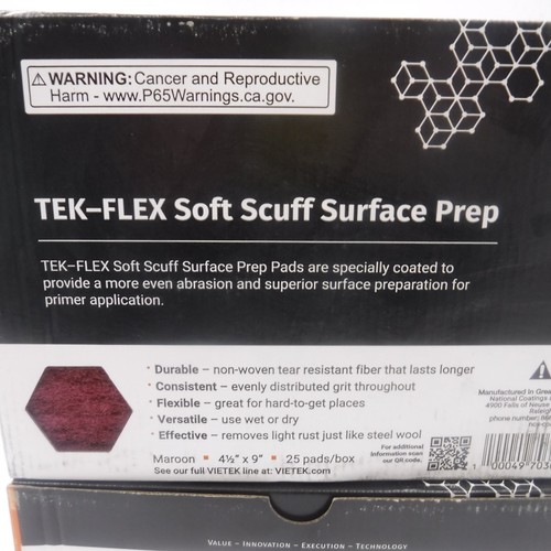 50 Pack Vietek Tek-Flex Soft Scuff Surface Prep Pads Maroon 4-1/2"x 9 ...
