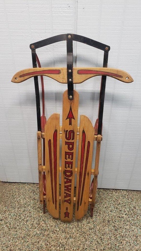 Vintage Wooden Sled – Speedaway Wooden Sled – Collectible Vintage ...