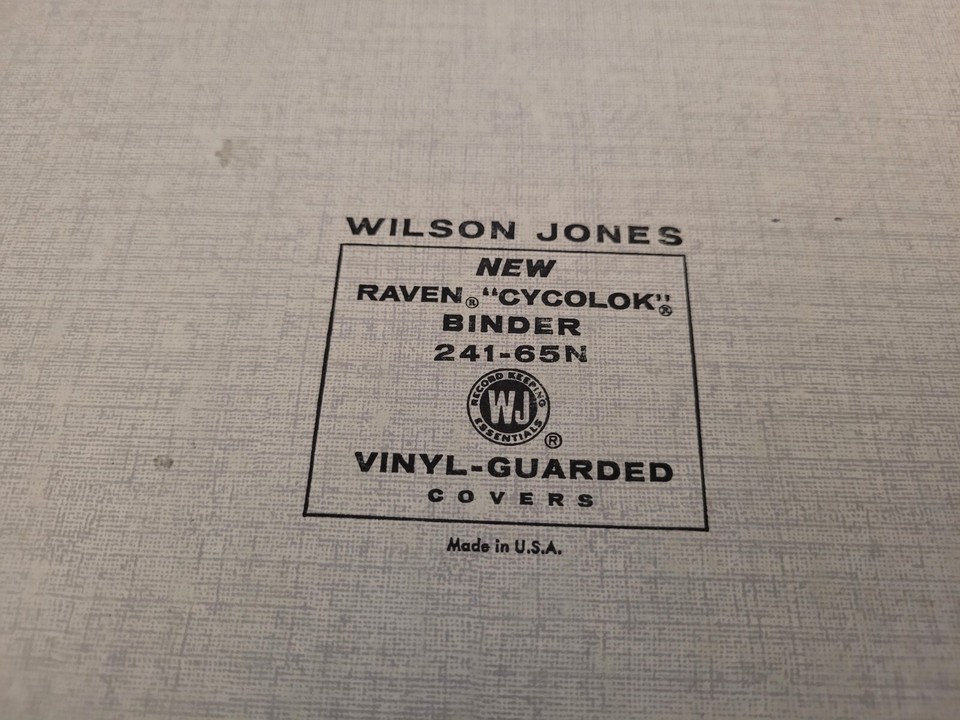 Vintage Wilson Jones Raven Vinyl-Guarded Binder With Cycolok Metals 241 ...
